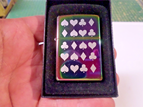 ZIPPO 20406 CARD SUITS LIGHTER - NEW WITH ORANGE SEAL - NO TOP TO BOX ...