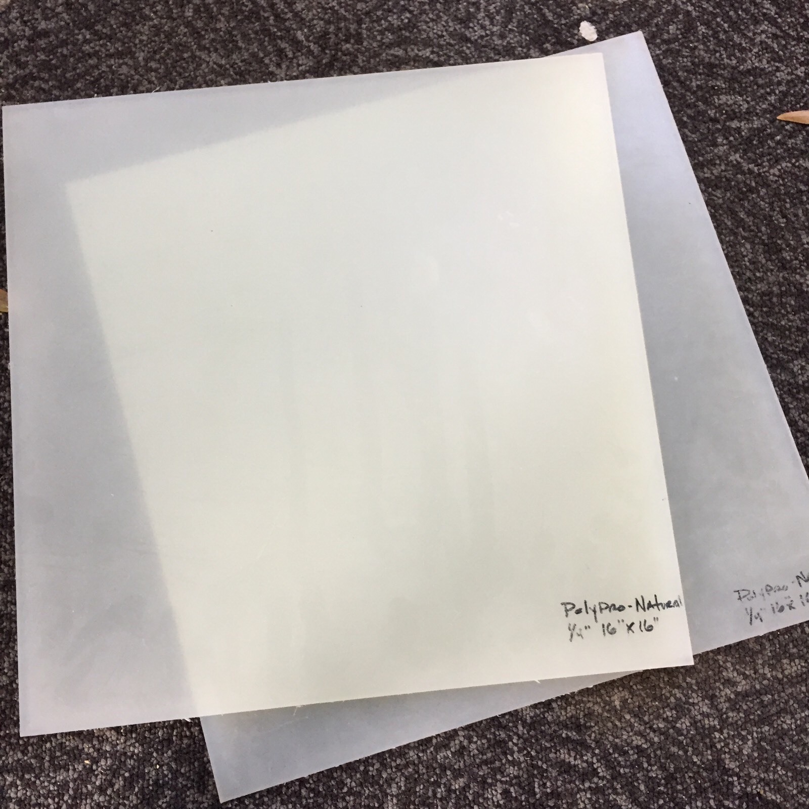 Lot 2 Of sheet 1/4" x 16" x 16" Polypro Natural Sheet | eBay