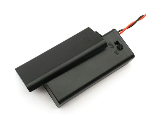 2 Slots AAA Battery Case Cover ON OFF Switch Power Storage Cases Box ...