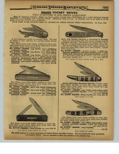 1929 PAPER AD Hibbard Baseball Bat Shape Pocket Knife Knives both sides ...