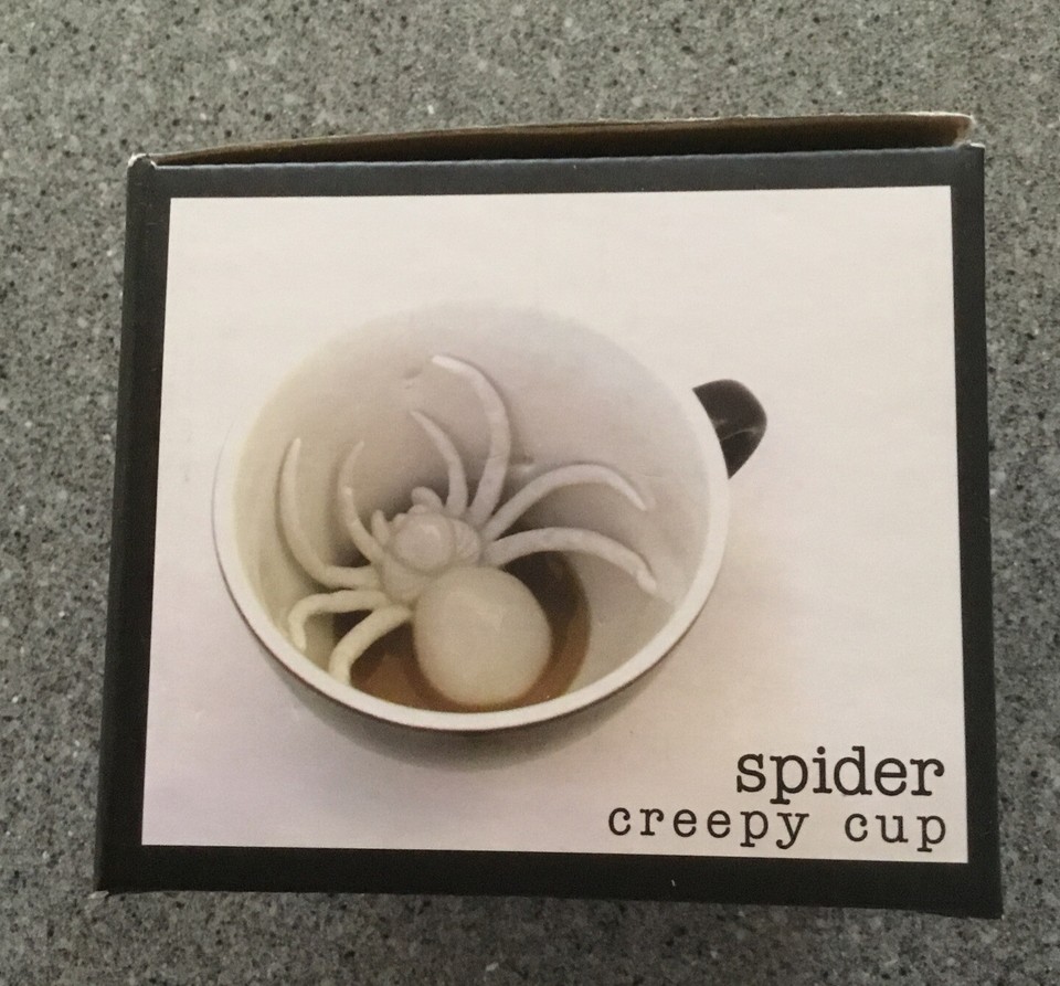 Creepy Cups- Spider Mug -Black & White Ceramic 11 oz- New In Box | eBay