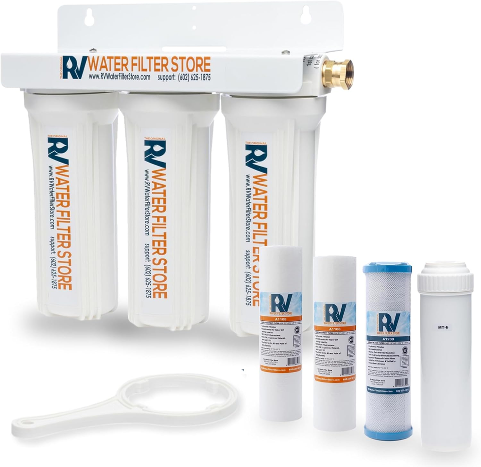 Enhanced RV Water Filter System – Triple Canister Filtration for Iron ...