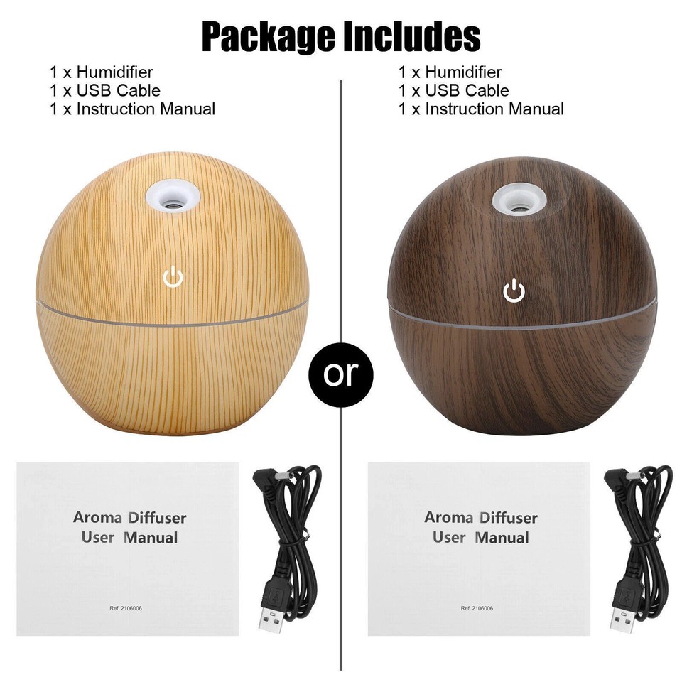 Ultrasonic Humidifier 3L Large Room / Flame Effect / Wood Grain Mini ...