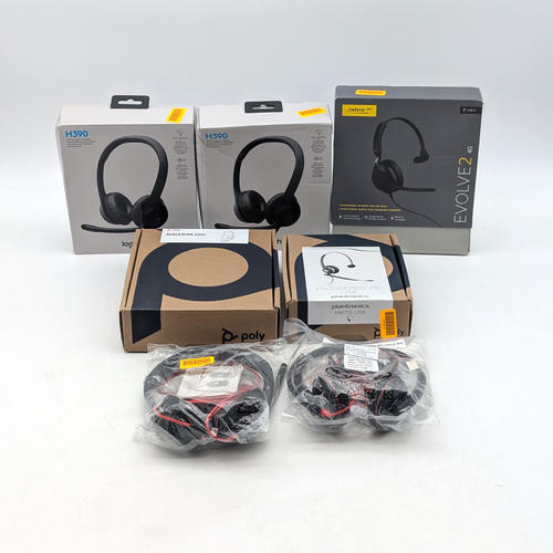 Assorted Logitech Jabra & Poly Plantronics Headsets - Built in Mics Lot ...
