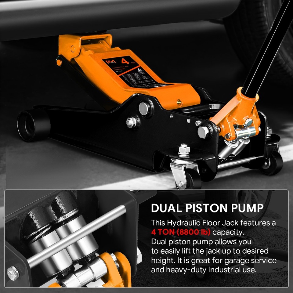 4 Ton Dual Piston Pump Fast Lift Service Hydraulic Trolley Floor Jack ...