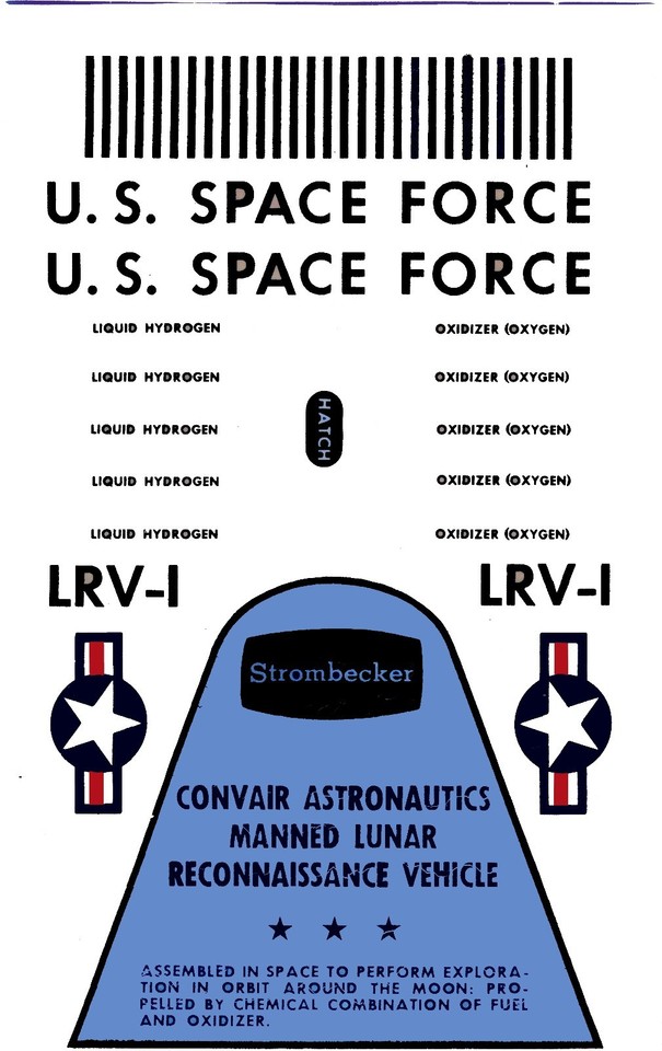 REPRO DECALS: STROMBECKER SPACE STATION, RM-1 LUNAR RECON MOONLINER et ...