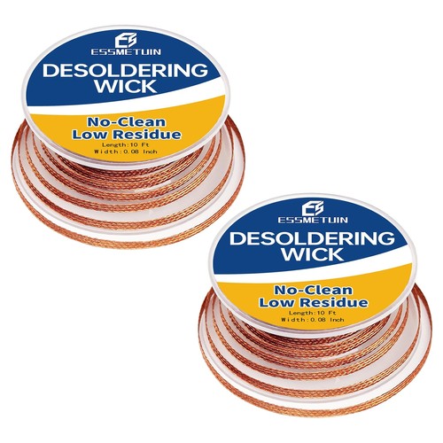 Solder Wick Braid 2x10Ft with Flux for Electronic, 2 Roll Desoldering ...