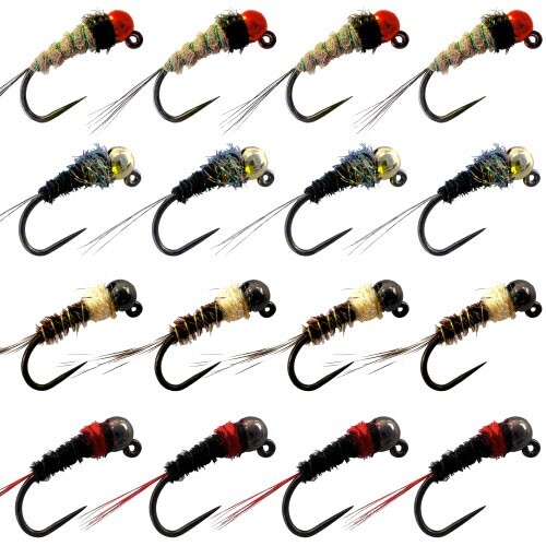 16 Pc BH Frenchie, Size #14 - Nymph Fly Fishing Flies Blackout Espresso ...