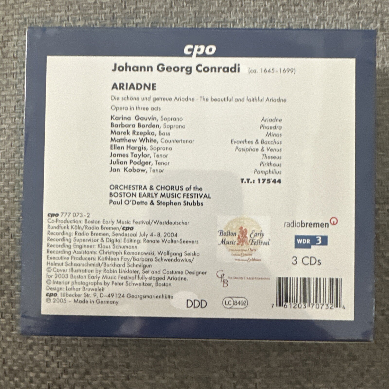 Johann Georg Conradi: Ariadne (CD, Aug-2005, 3 Discs, CPO) for sale ...