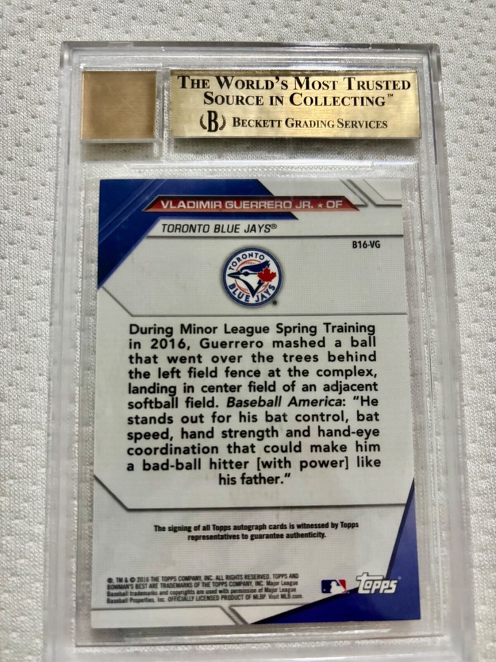 2016 Bowman's Best Vladimir Guerrero Jr ROOKIE Refractor AUTO 13/50 BGS ...