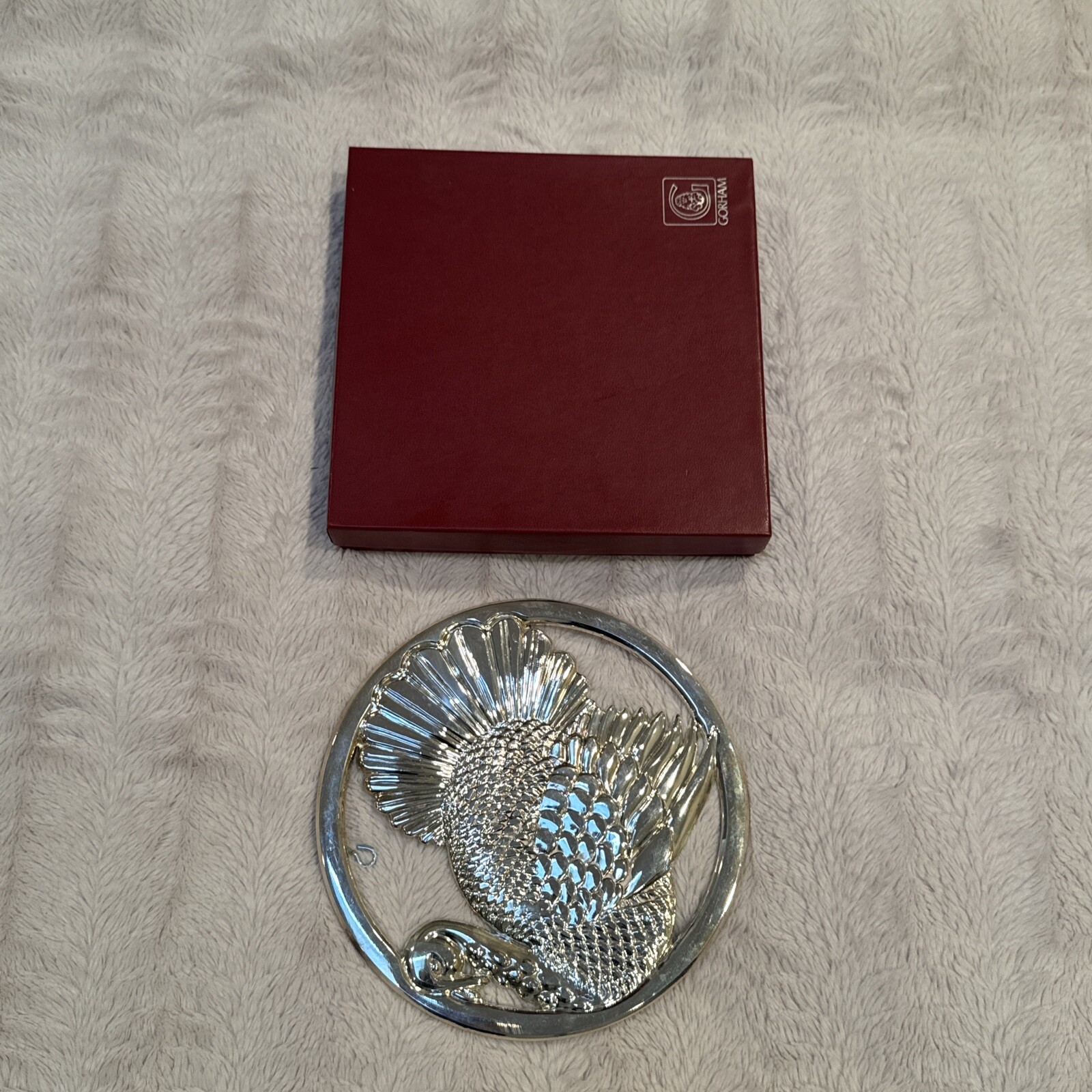 Gorham Silver Plated Turkey Wall Hanging Trivet, 1982- Italy YC1708 7 ...