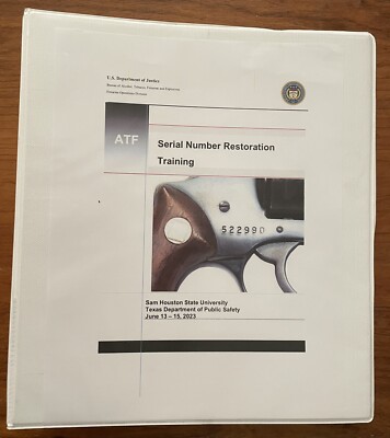 ATF Serial Number Restoration Training Manual 2023. 10 Chapters Large ...