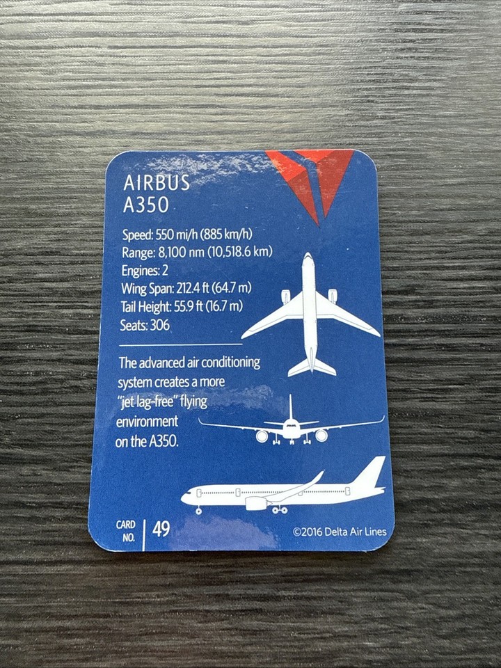 Delta Air Lines A350 Card #49 Trading Card New | eBay