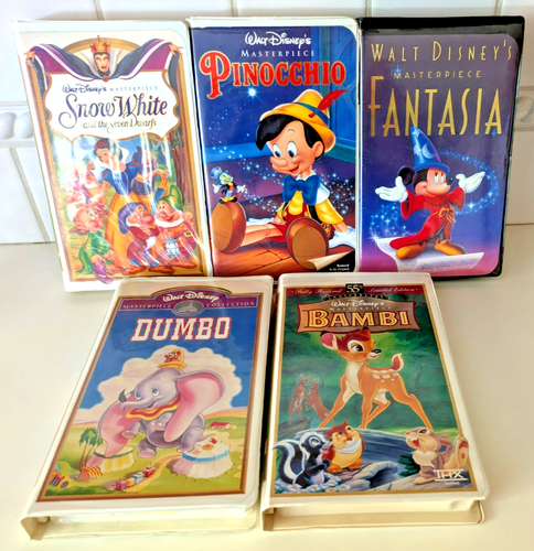 First 5 Disney Movies VHS: Snow White, Pinocchio, Fantasia, Dumbo ...
