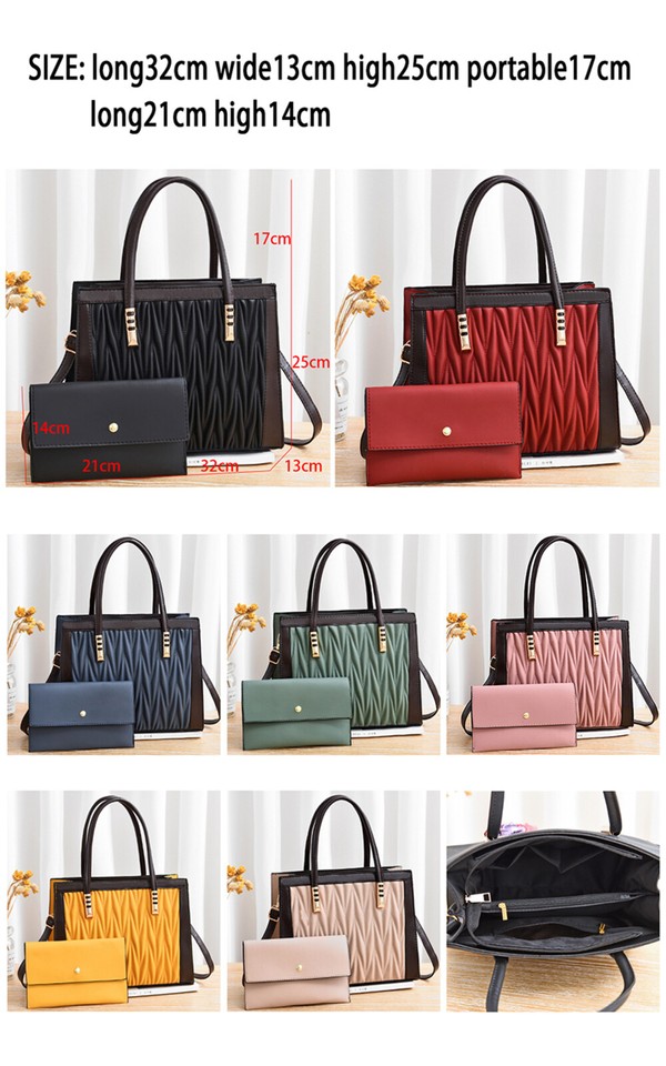 Womens Leather Handbag Set Shoulder Bag Crossbody Satchel Messenger ...