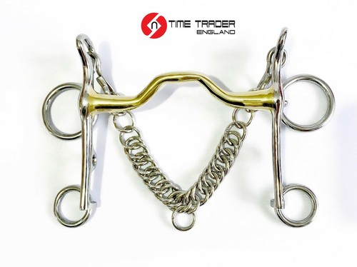 Weymouth Pelham Bit Fixed Cheek with curb chain Size 5" 5.5" 6" Horse ...