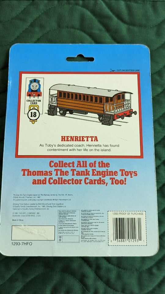 ERTL Rare HENRIETTA Thomas Mint on CARD 1991 #1293-7HFO Card #18 | eBay