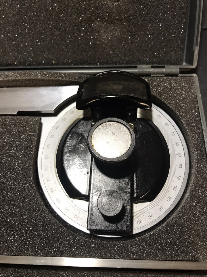 Universal Stainless Steel Bevel Protractor with Magnifier Lens In Case ...