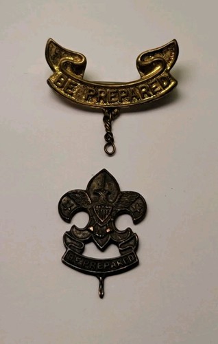 Vintage Boy Scout BSA Second Class Scout BE PREPARED Ribbon Pin Badge ...