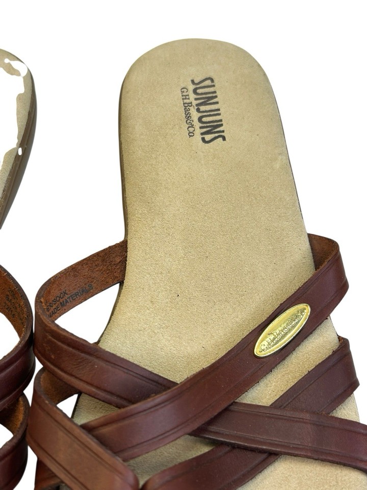 GH Bass SUNJUNS BURGUNDY-BROWN SHARON STRAPPY Flat SANDALS FLIPFLOPS ...
