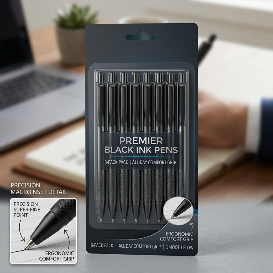 8 Technoline Pens Set High Quality Ballpoint Smooth Writing Office and ...