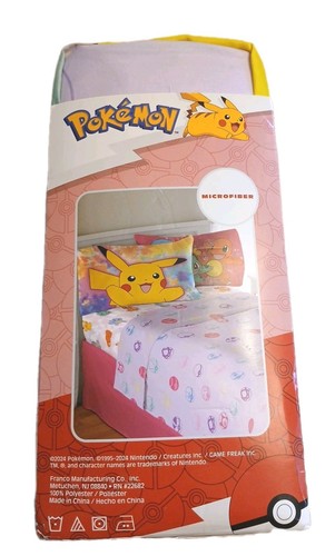 Pokemon Pikachu 4-Piece FULL Size Microfiber Sheet Set (Ages 3+) NWT ...
