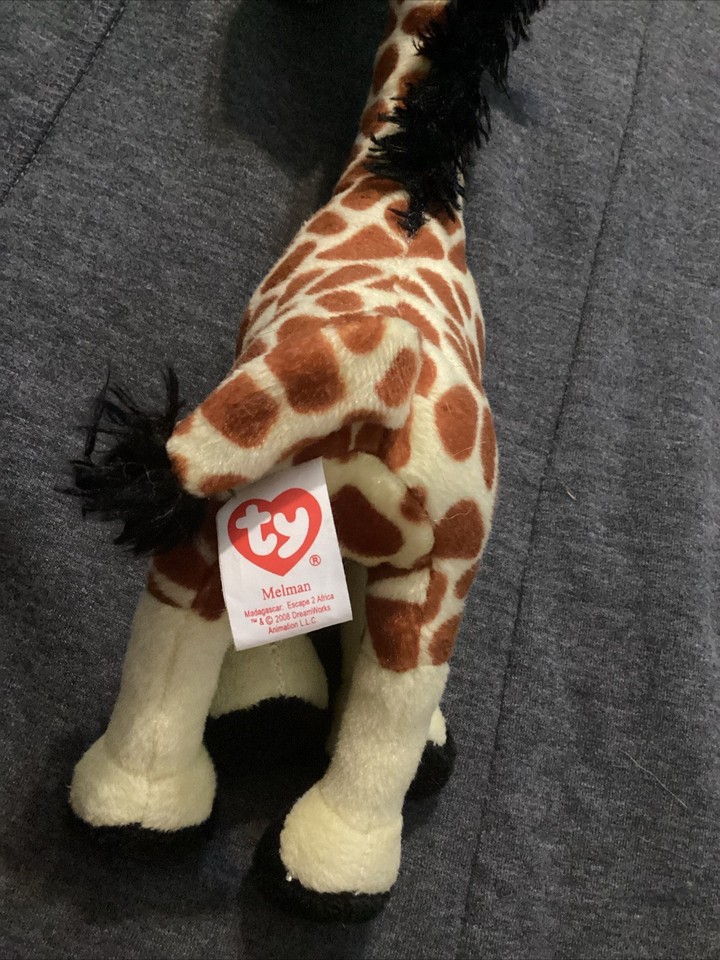 Ty Beanie Baby Melman Giraffe Madagascar 2 Escape to Africa 2008 Plush ...