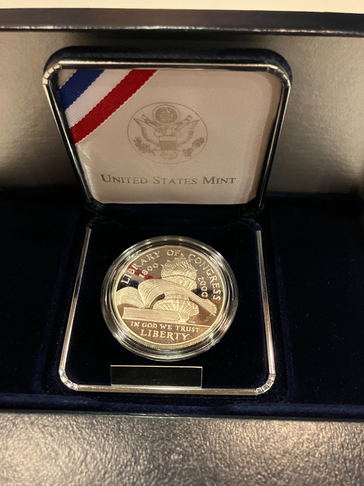 2000 Library of Congress Commemorative US Mint Proof Silver Dollar Coin ...