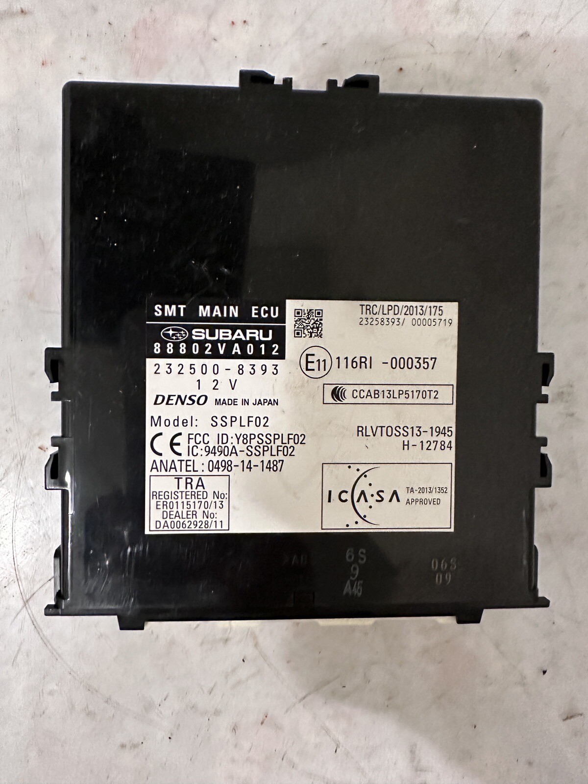 2016 Subaru WRX STI SMT Main ECU Keyless Access Control Unit 88802VA012 ...