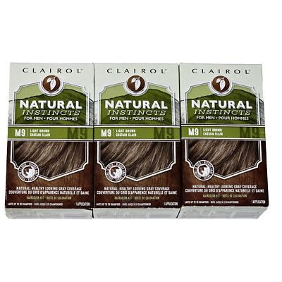 3 Pack Clairol Natural Instincts For Men M9 Light Brown 28 Shampoo Hair ...