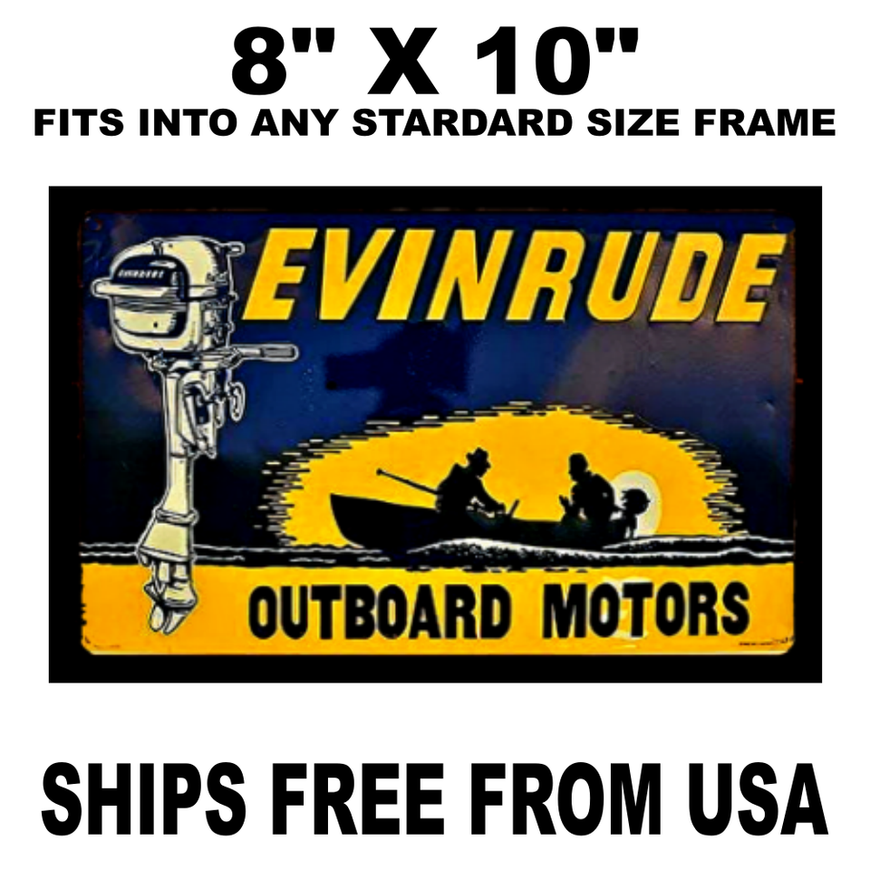 Evinrude Outboard Motors Sticker Sign, Vintage Replica Retro Boating ...