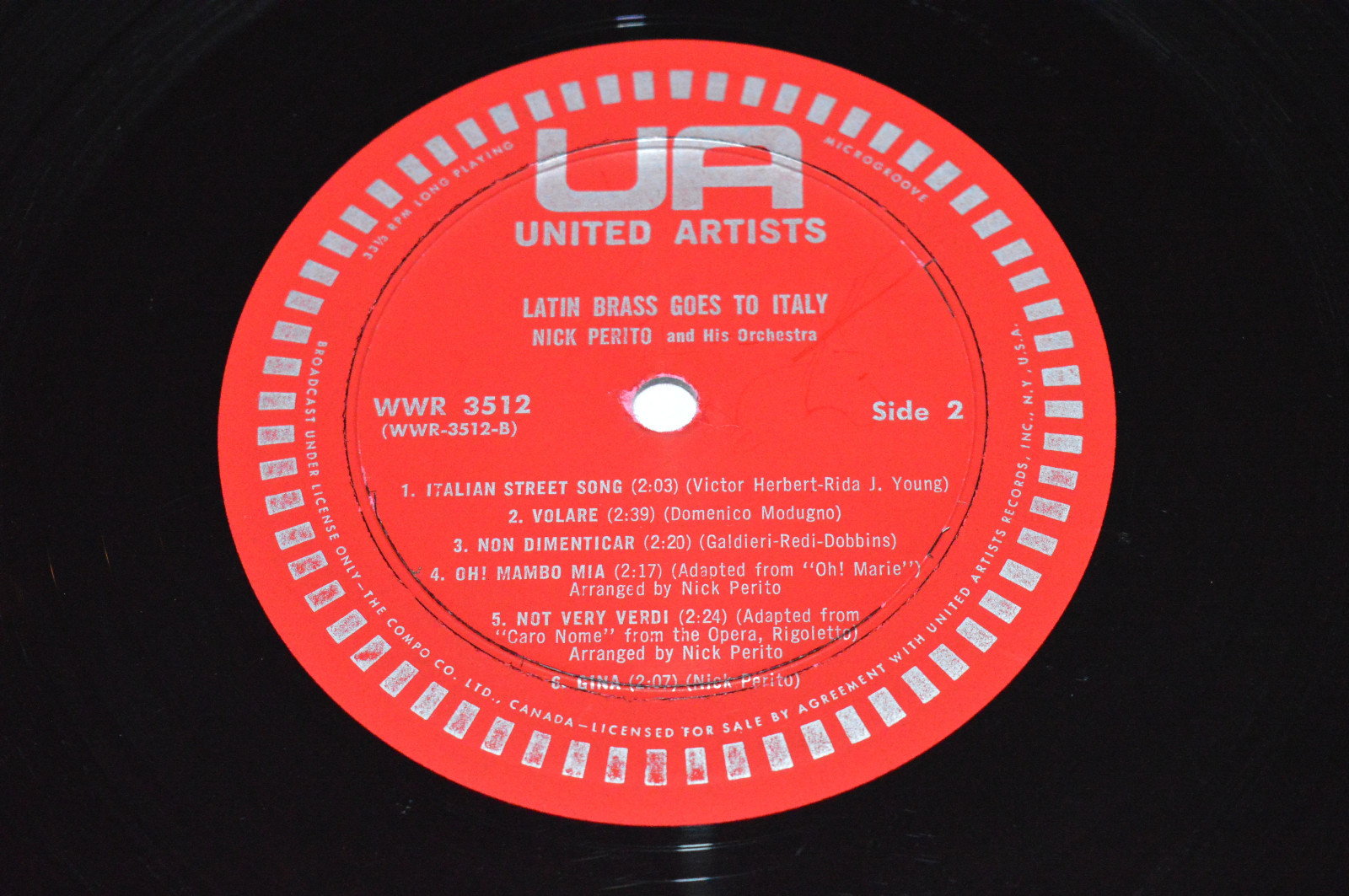 NICK PERITO AND HIS ORCHESTRA Latin Brass Goes to Italy LP 1961 WWR ...