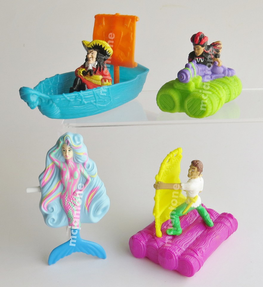 SET 4 McDonald's 1991 HOOK Disney PETER PAN Bath Tub FLOAT Captain YOUR ...