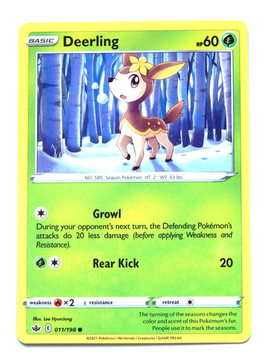 Deerling 011/198 (NM, Pokemon Card, Chilling Reign, 2021, Grass, Common ...