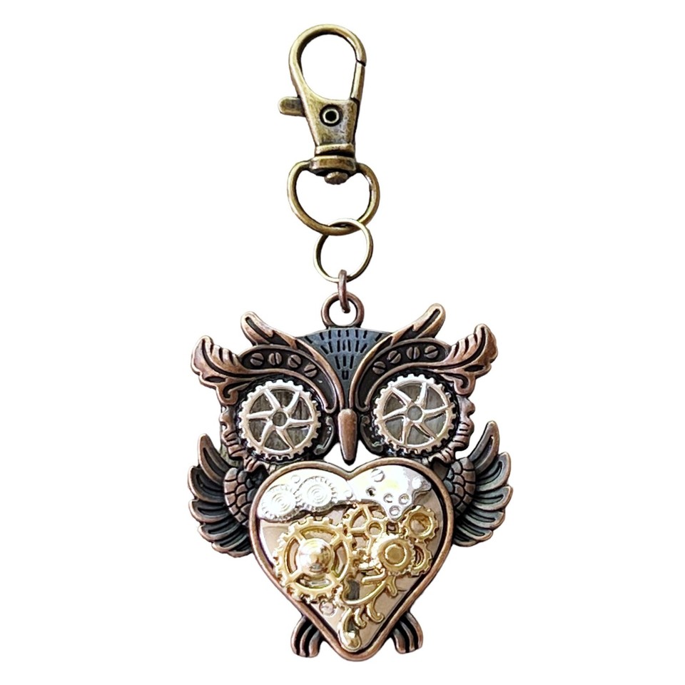 Steampunk Owl Zipper Pull Keychain Purse Charm | eBay
