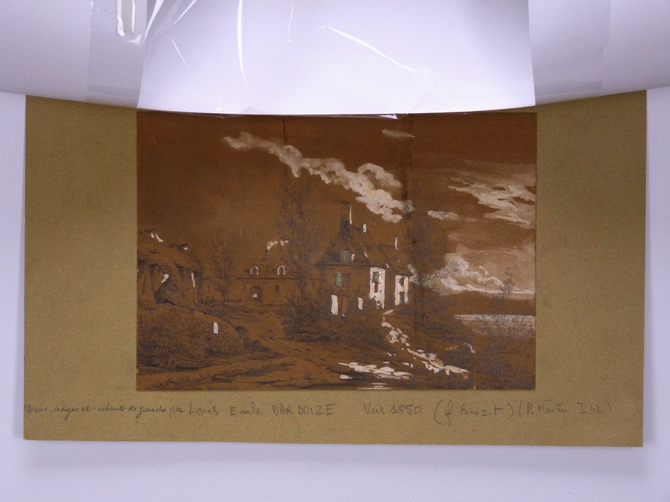 Louis Émile DARDOIZE (1826-1901) Technique Mixte Vers 1850 Paysage ...