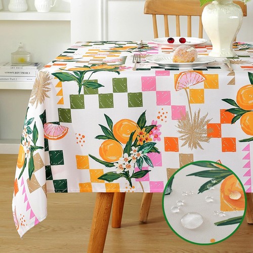 Lemon Tablecloth 52" x 70" Rectangle Summer Flower Spill-Proof Stain ...
