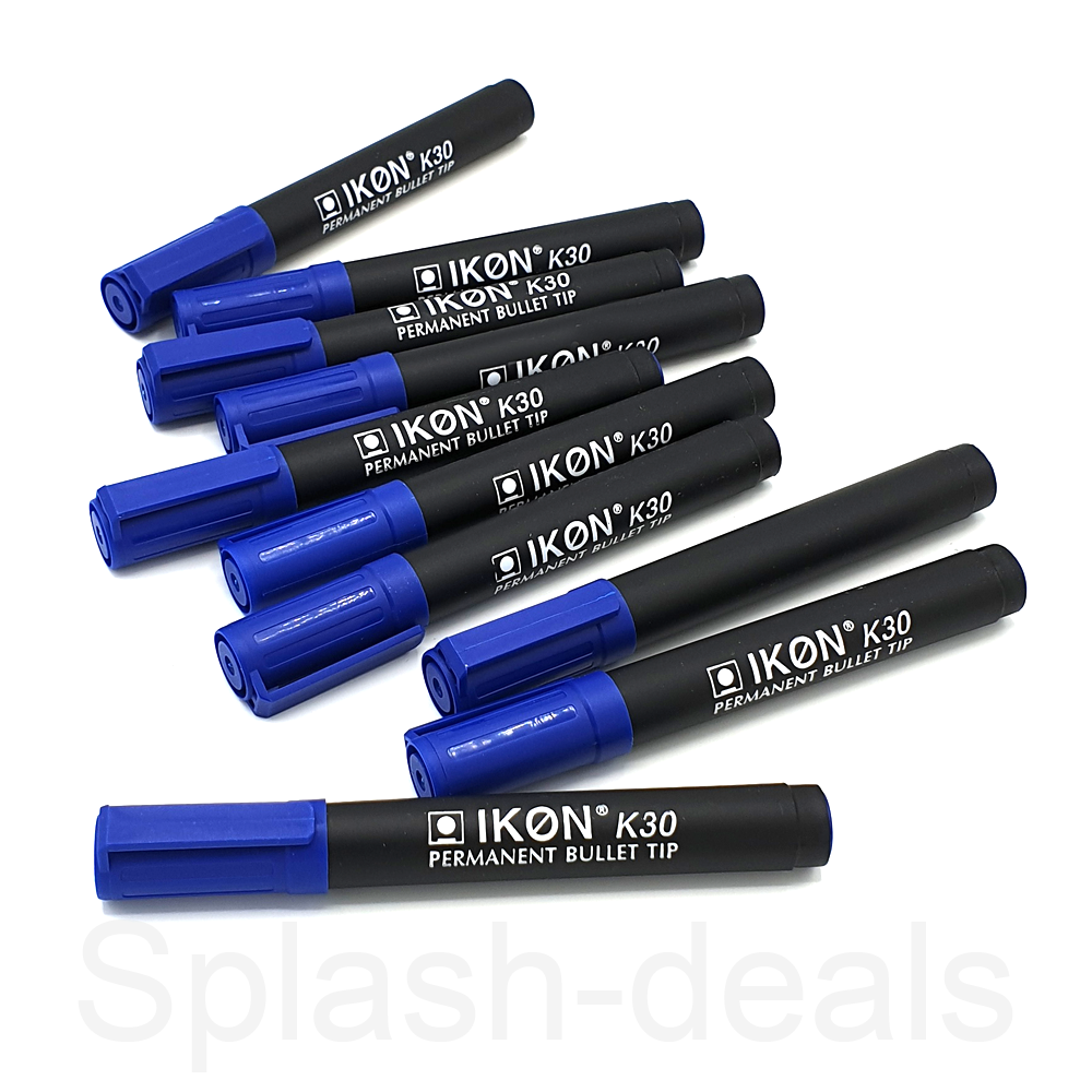 Permanent Marker Pens Blue - Bullet Tip - High Quality Fine Waterproof ...