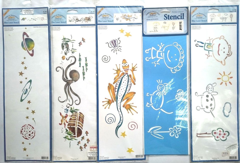 American Traditional Blue Laser Stencils 5"x16" Laser Cut 7mil Assorted ...