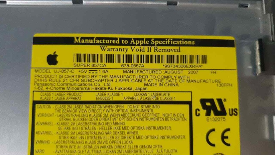 Apple Macbook Pro 15 " - 2007 - A1226 Combo DVD Pata Lecteur CD Optical ...