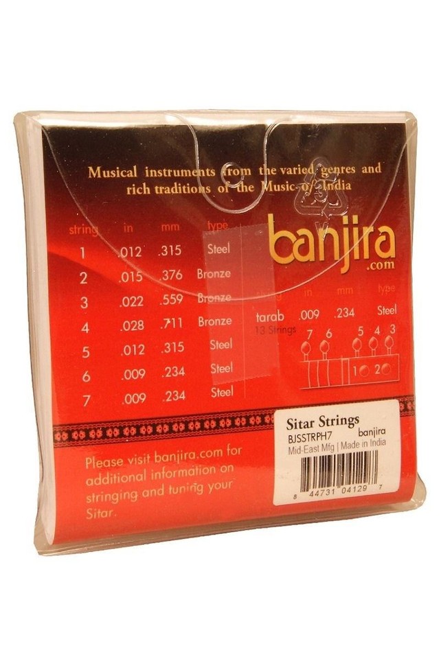 banjira Sitar String Set Pro Heavy - 7 strings Sitar for Professional ...