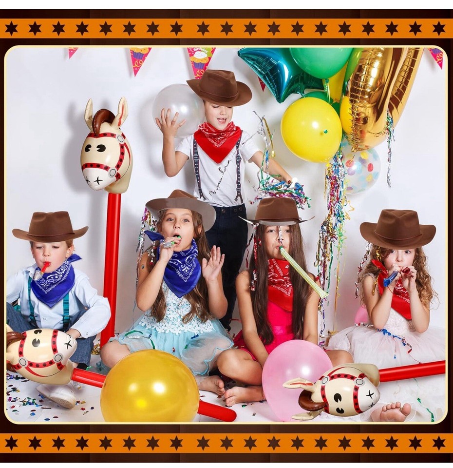 36 Pcs Cowboy Party Costume Set, Farm Cowboy Party Hats Paisley ...
