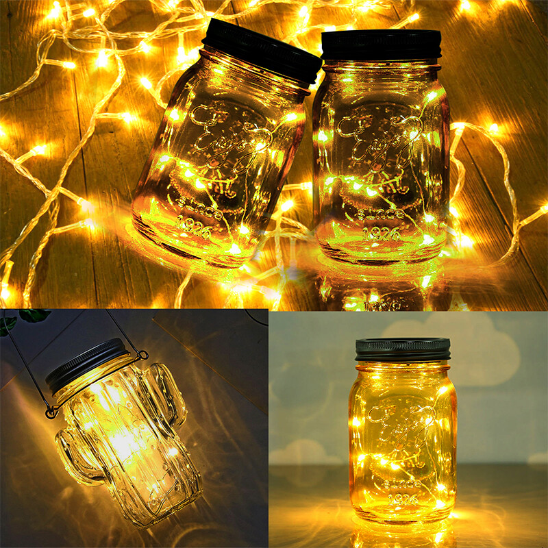 Mason Solar Jar Lid Lights, 3 Pack 20 LED Outdoor Waterproof String ...