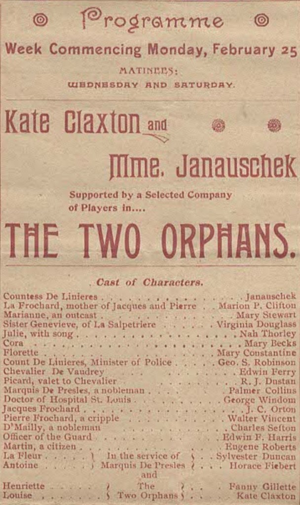 *STAGE LEGENDS KATE CLAXTON & FANNY JANAUSCHEK RARE LARGE 1895 PROGRAM ...