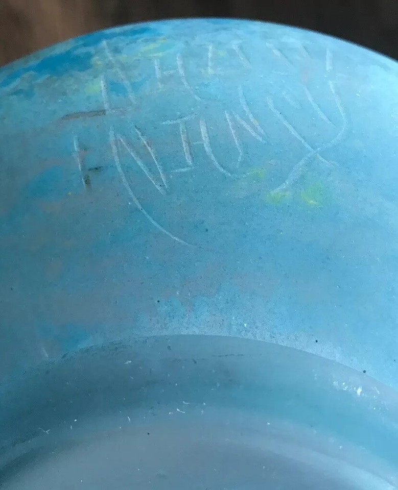 Antique Daum Nancy Art Glass Bowl Blue Yellow Signed | eBay