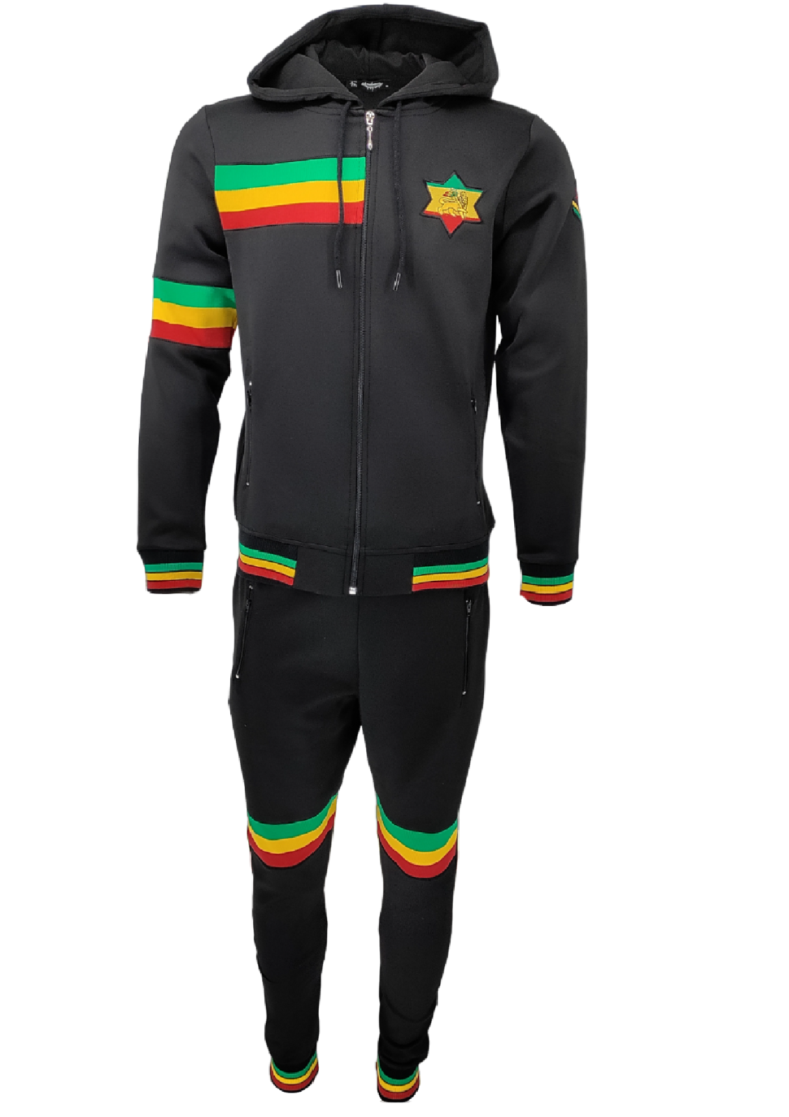 Men's Rasta Tracksuit 2 Piece Set Mens rasta Hoodie & Joggers Zip Pants ...