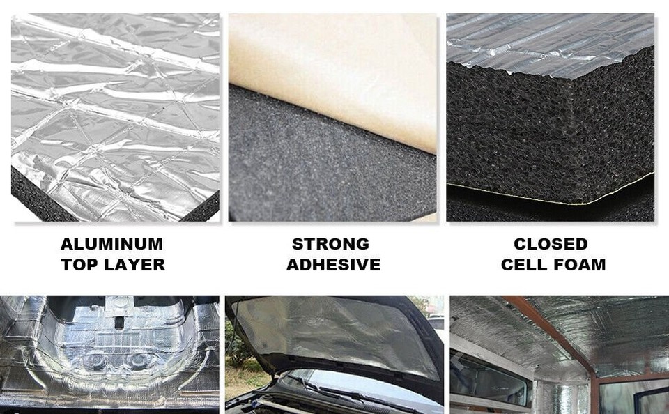 36sqft 7mm Sound & Heat Proofing Car Sound Deadener Insulation Underlay ...