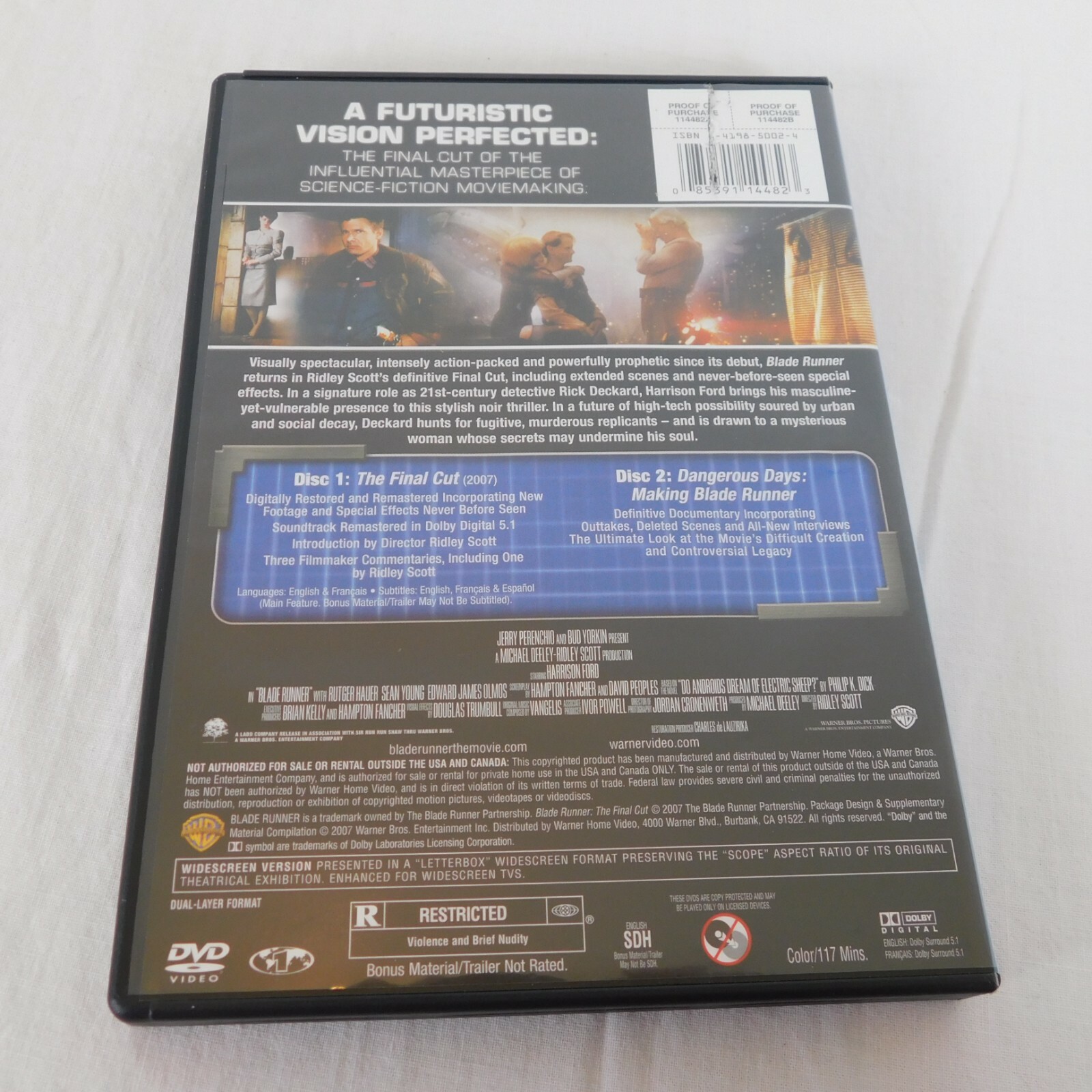 Blade Runner 1982 Final Cut Edition 2 DVD set 2007 Harrison Ford Sean ...