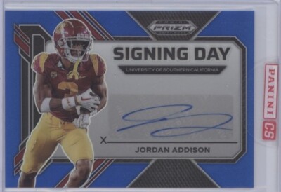 JORDAN ADDISON 2023 Prizm Draft AUTO SIGNING DAY BLUE RC 15/75 Panini ...