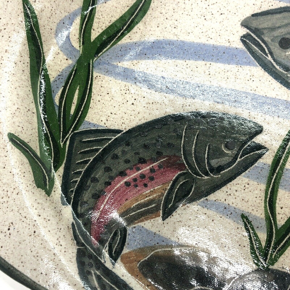 Mexican Oval Fish Platter Southwestern Stoneware Pottery Hand Painted ...